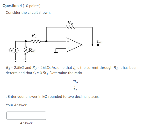 Solved Question 4 (10 points) Consider the circuit shown. R2 | Chegg.com