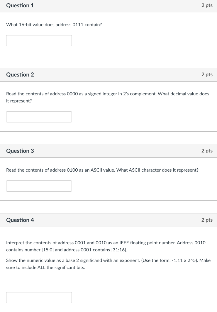 Solved The following table represents a small memory with | Chegg.com