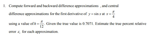 Solved 1. Compute forward and backward difference | Chegg.com