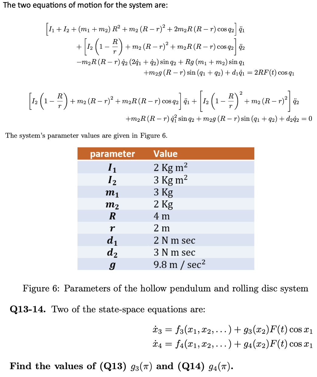 Solved The two equations of motion for the system are: | Chegg.com