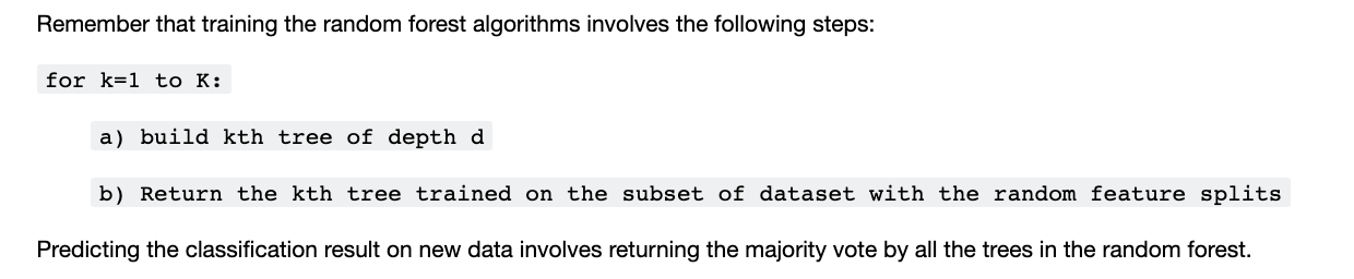 Solved Building an Random Forest Classifier to classify | Chegg.com