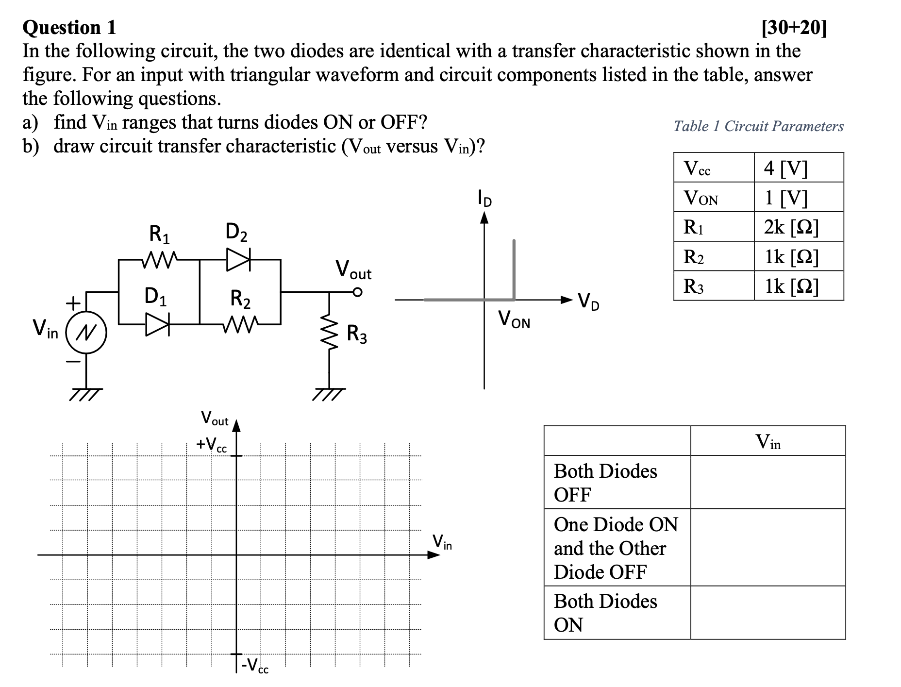 Solved Question 1 [30+20] In the following circuit, the two | Chegg.com