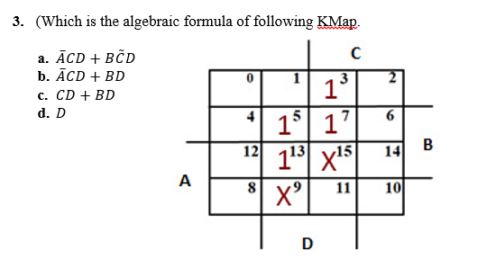 Solved (Which is the algebraic formula of following KMap. a. | Chegg.com