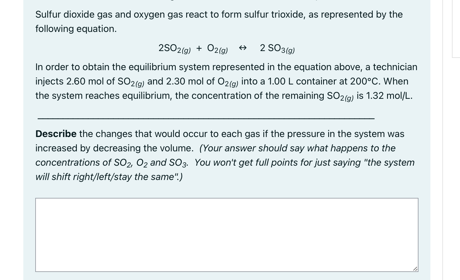 Solved 2 SO3(g) Sulfur dioxide gas and oxygen gas react to | Chegg.com
