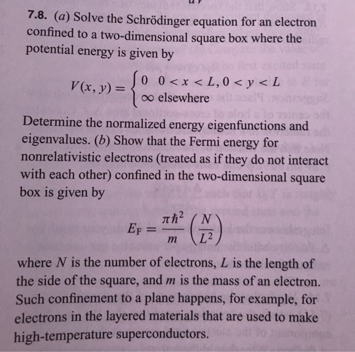 Solved (a) Solve the Schrodinger equation for an electron | Chegg.com
