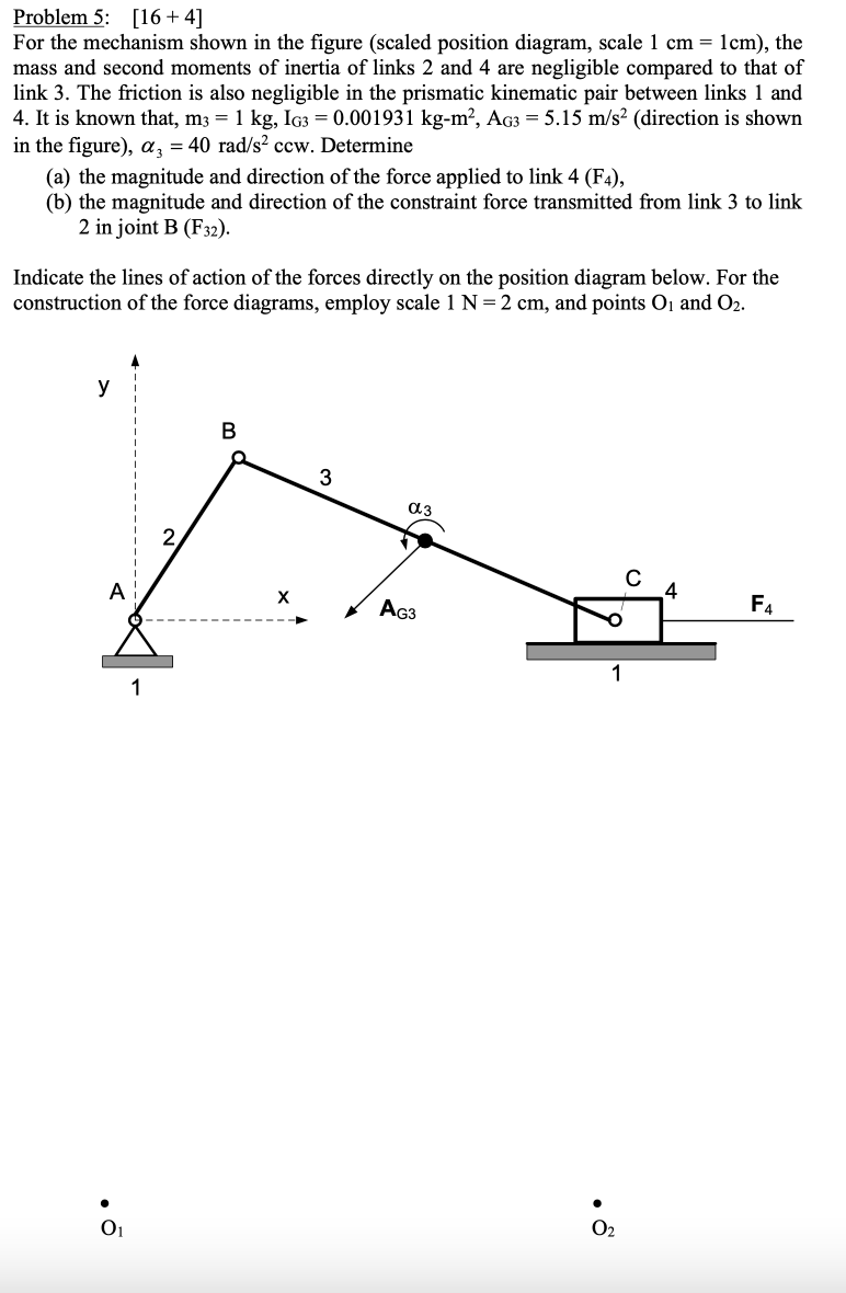 Problem 5: [16+4] For the mechanism shown in the | Chegg.com
