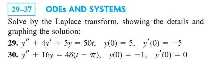 Solved 29-37 ODES AND SYSTEMS Solve by the Laplace | Chegg.com