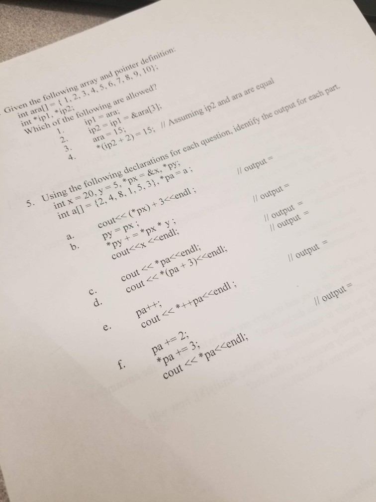 Solved Given the following array and pointer definition int | Chegg.com