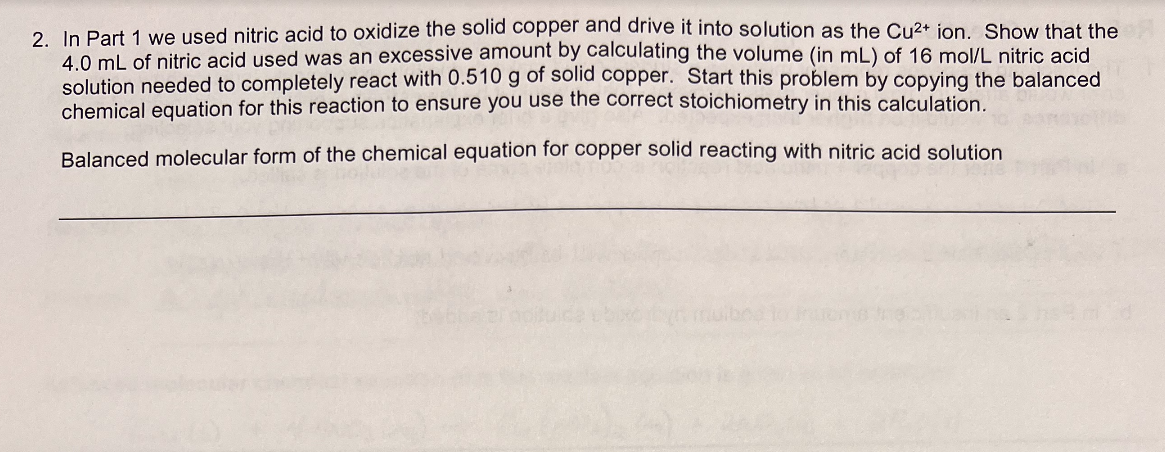 Solved 2. In Part 1 we used nitric acid to oxidize the solid | Chegg.com