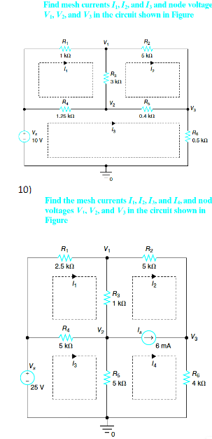 Solved Find mesh currents II and Iand node voltage V1, V2, | Chegg.com