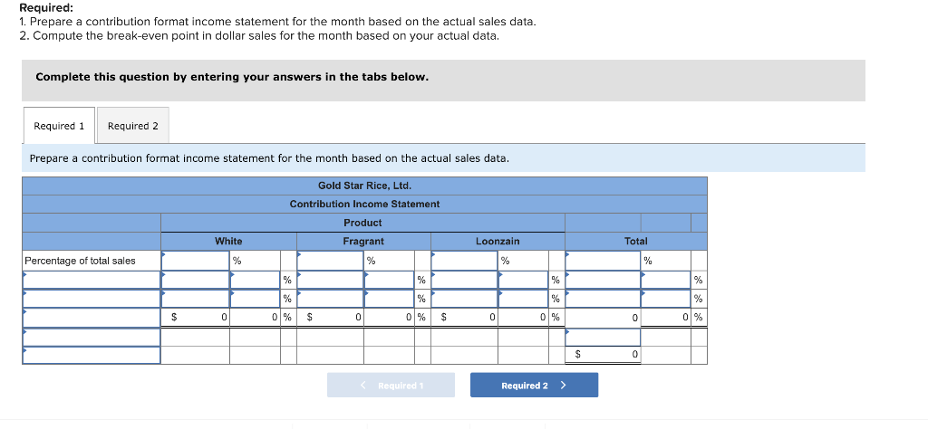 Solved Required 1 Prepare A Contribution Format Income