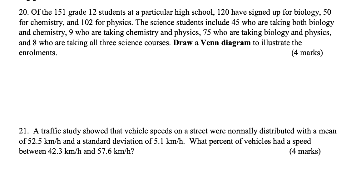 Solved 20. Of the 151 grade 12 students at a particular high | Chegg.com