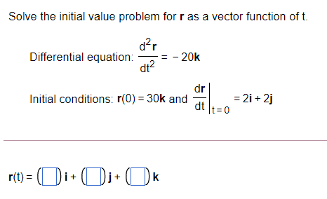 Solved Solve the initial value problem for r as a vector | Chegg.com