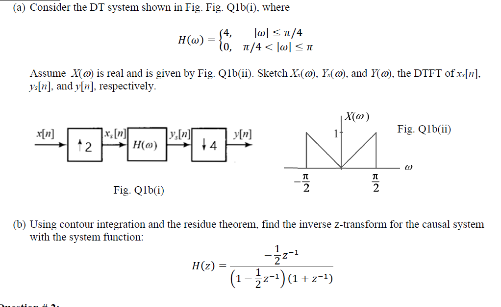 Solved (a) Consider the DT system shown in Fig. Fig. Q1b(i), | Chegg.com