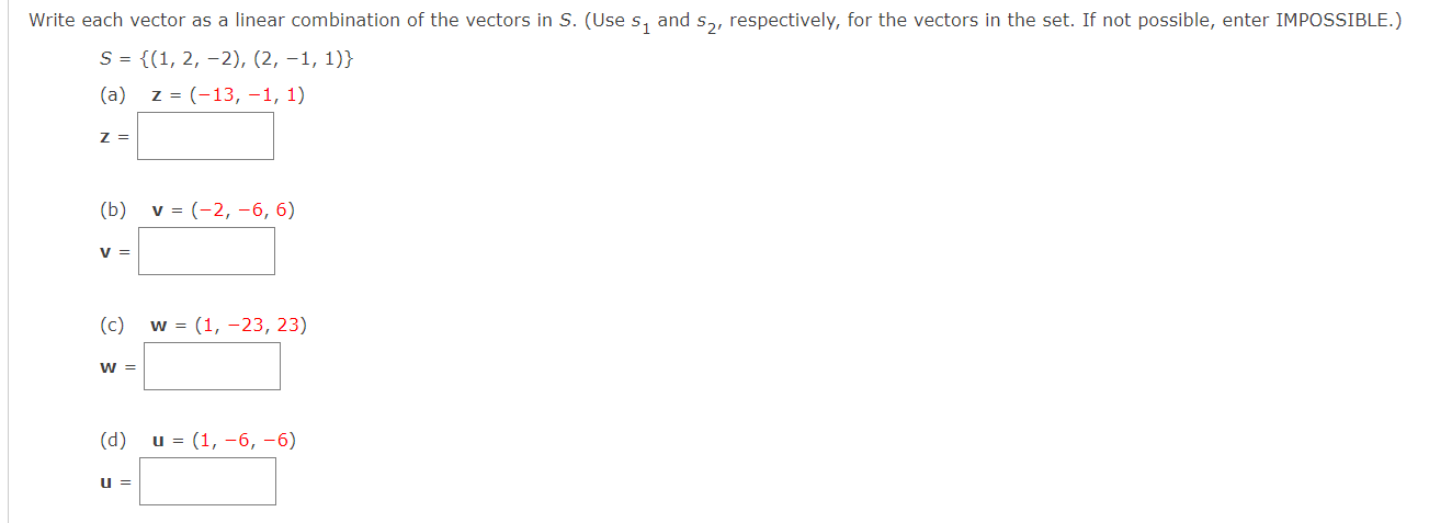 Solved Nrite each vector as a linear combination of the | Chegg.com