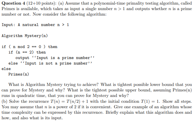 Solved Question 4 (12+10 points): (a) Assume that a | Chegg.com