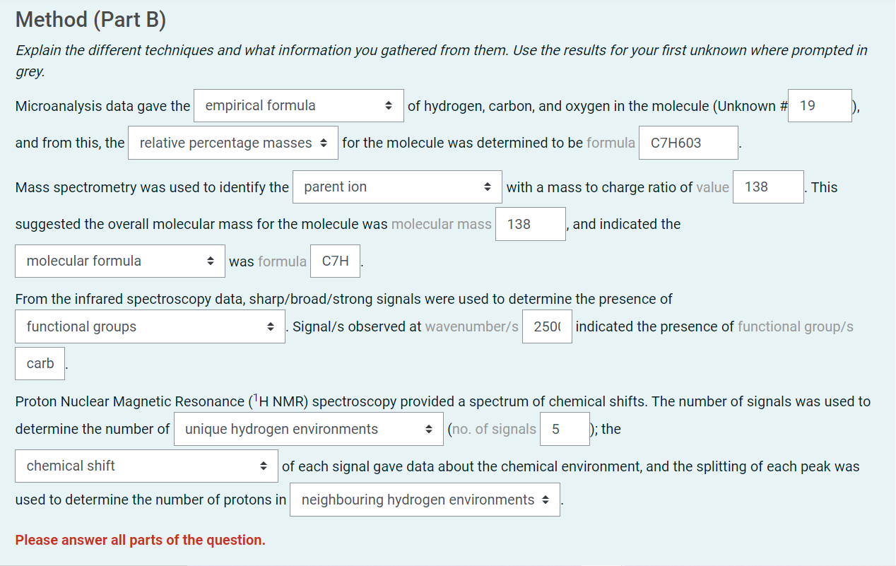 Solved Method (Part B) Explain the different techniques and | Chegg.com