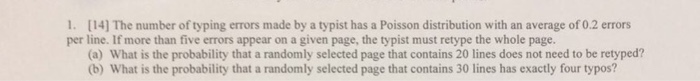 Solved The number of typing errors made by a typist has a | Chegg.com
