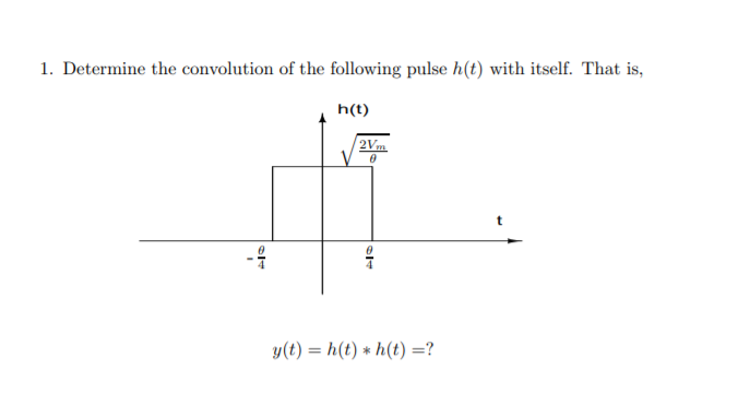 Solved 1. Determine the convolution of the following pulse | Chegg.com