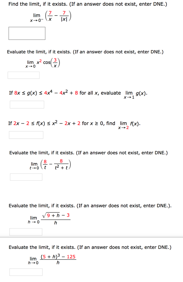 Solved Find the limit, if it exists. (If an answer does not | Chegg.com