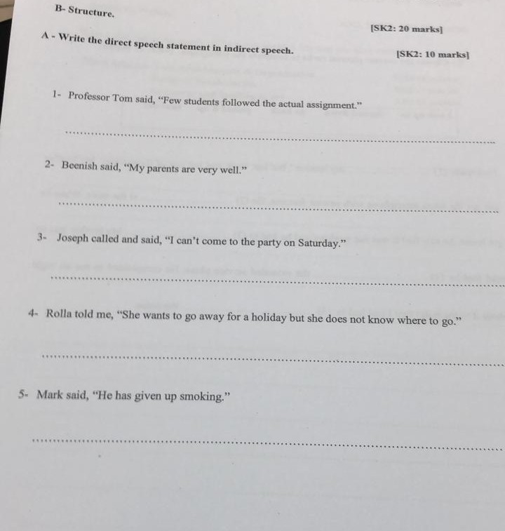 Solved B- Structure ISK2: 20 marksi A- Write the direct | Chegg.com