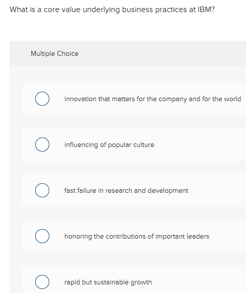 Solved What is a core value underlying business practices at | Chegg.com