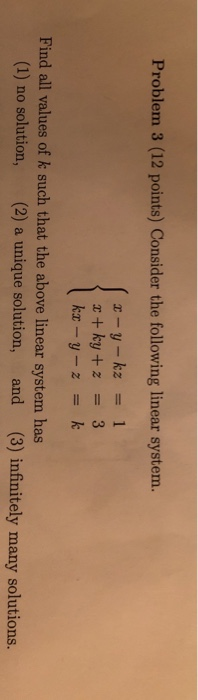Solved Problem 3 (12 points) Consider the following linear | Chegg.com