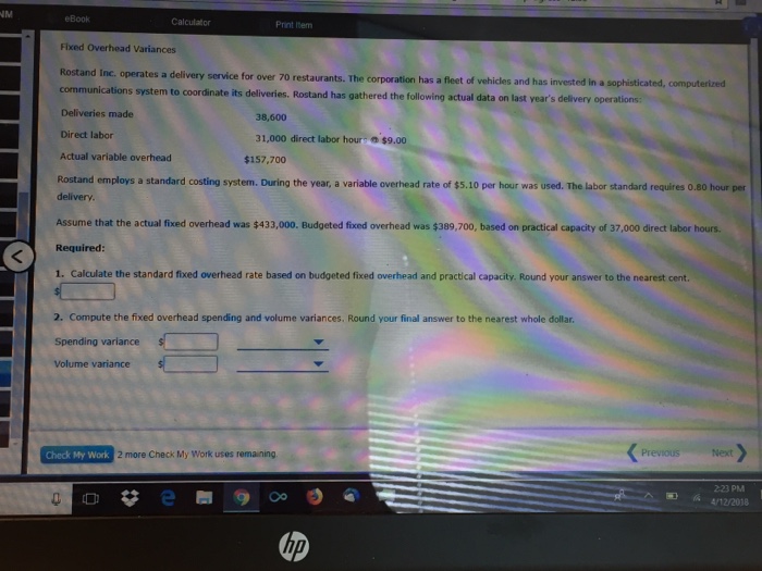 Solved IM eBook Calculator Print Item Fixed Overhead | Chegg.com