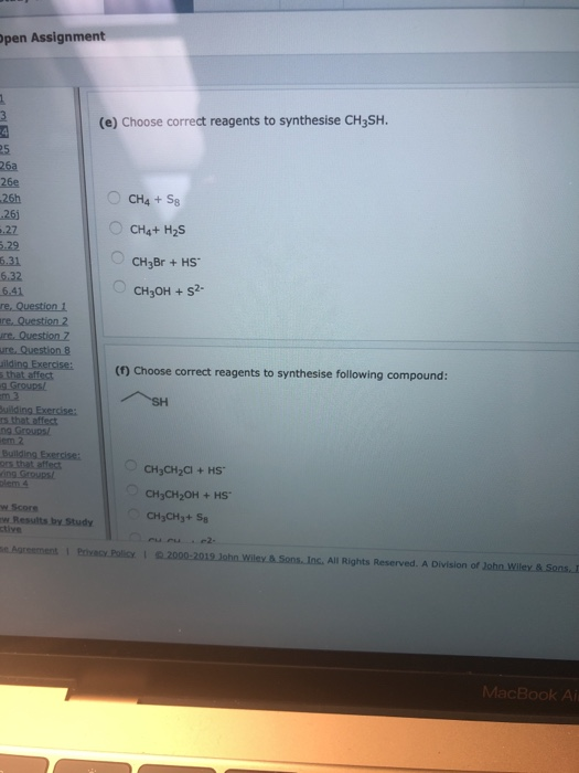 Solved pen Assignment (e) Choose correct reagents to | Chegg.com