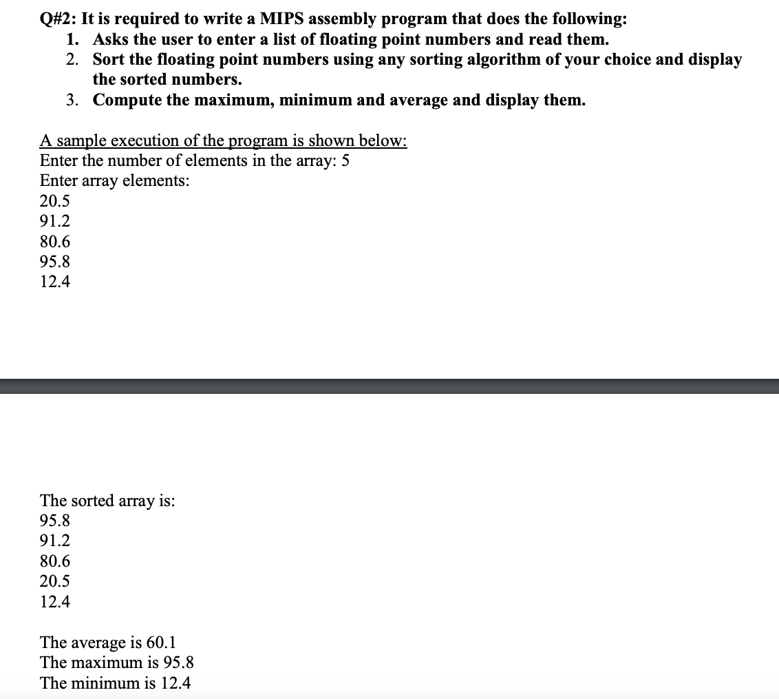 Solved Write A Mips Assembly Language Code And Follow 