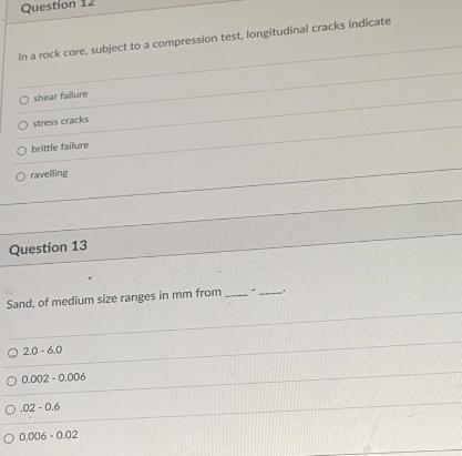 Solved Question 12 In a rock core, subject to a compression | Chegg.com