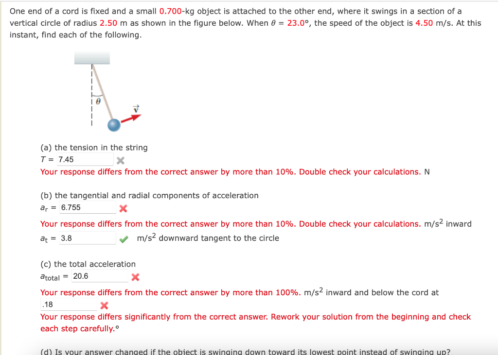 Solved One end of a cord is fixed and a small 0.700-kg | Chegg.com