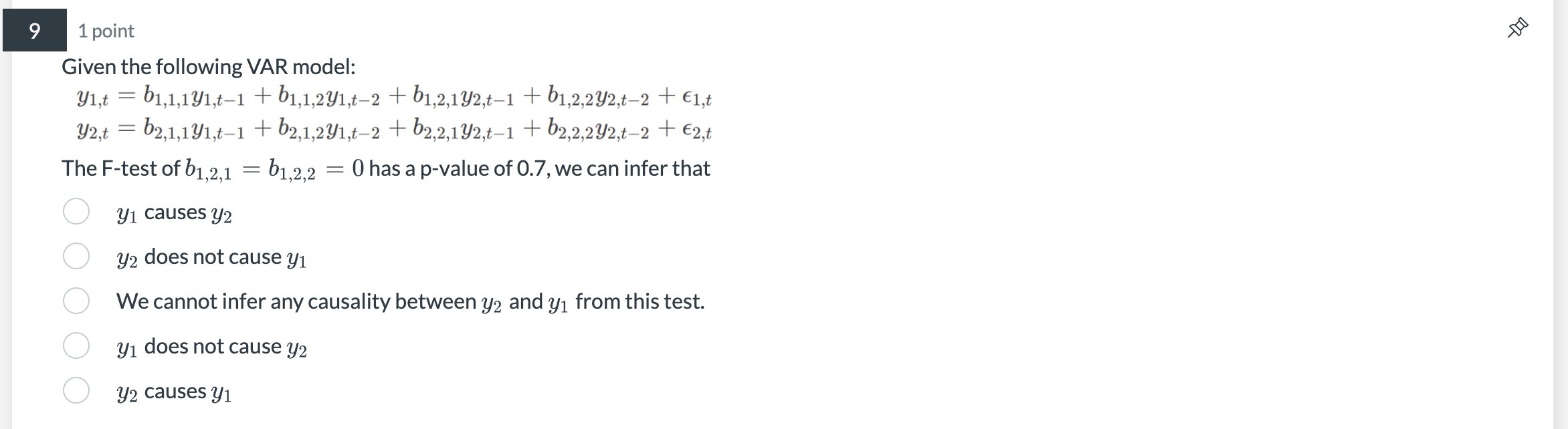 Solved Given the following VAR model: | Chegg.com