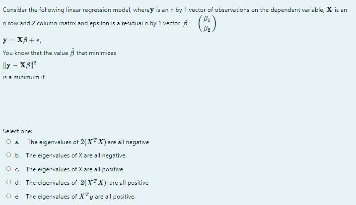 Solved Consider the following linear regression model, | Chegg.com