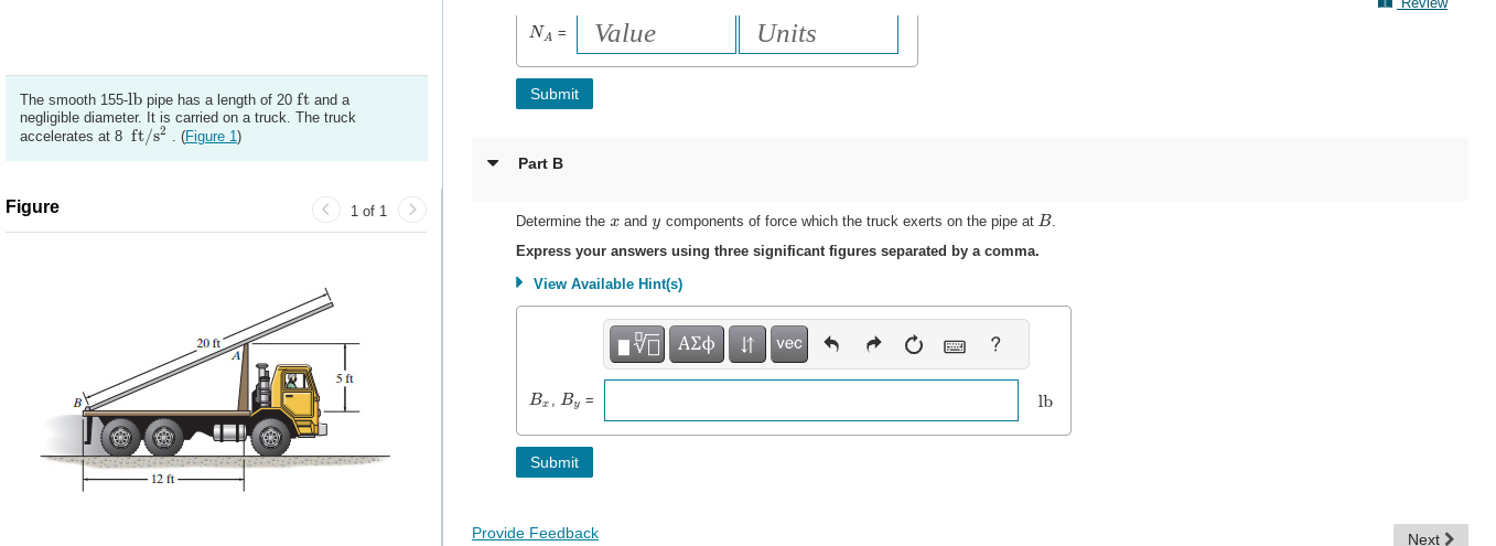 Solved The smooth 155-lb pipe has a length of 20ft and a | Chegg.com