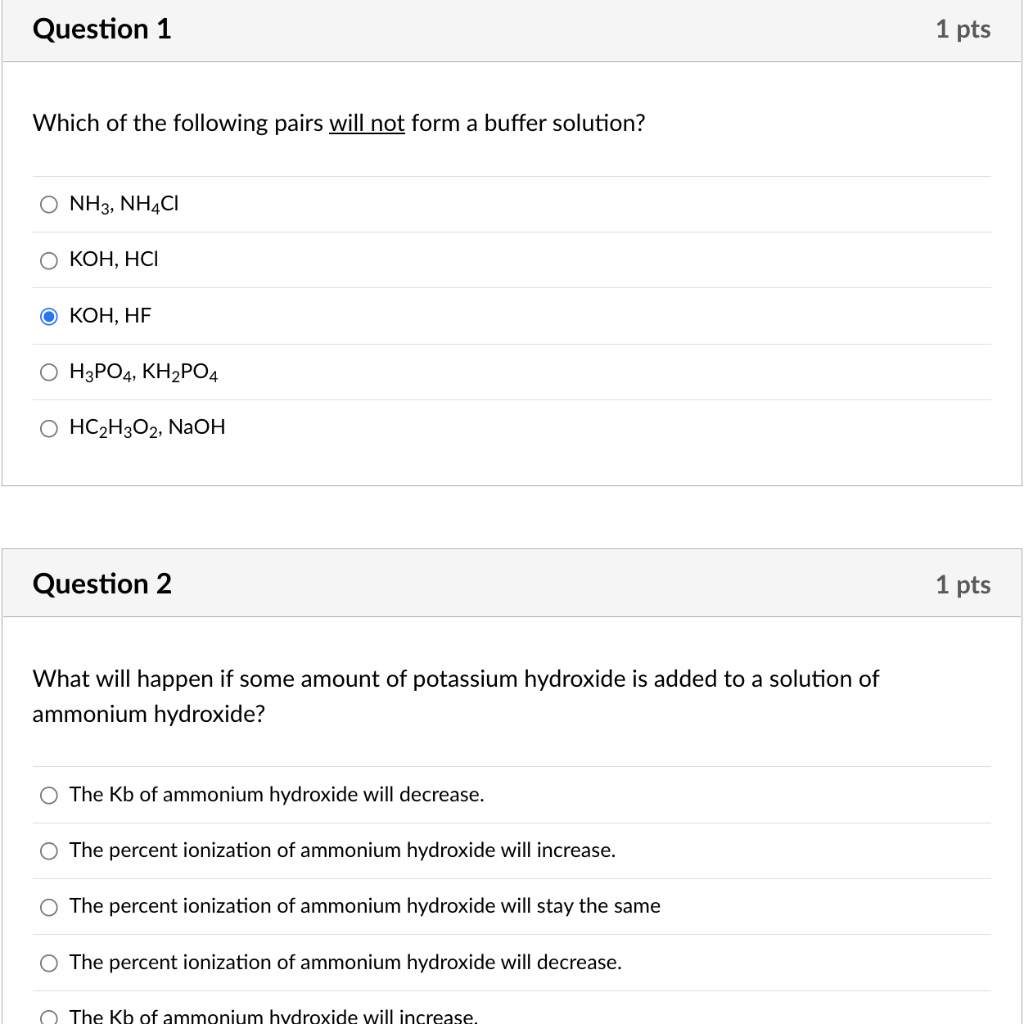 Solved Which of the following pairs will not form a buffer | Chegg.com