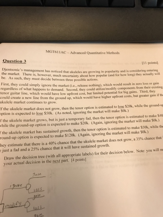 Solved MGT611AC- Advanced Quantitative Methods Question 3 11 | Chegg.com