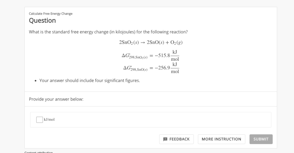 Solved Calculate Free Energy Change Question What is the | Chegg.com