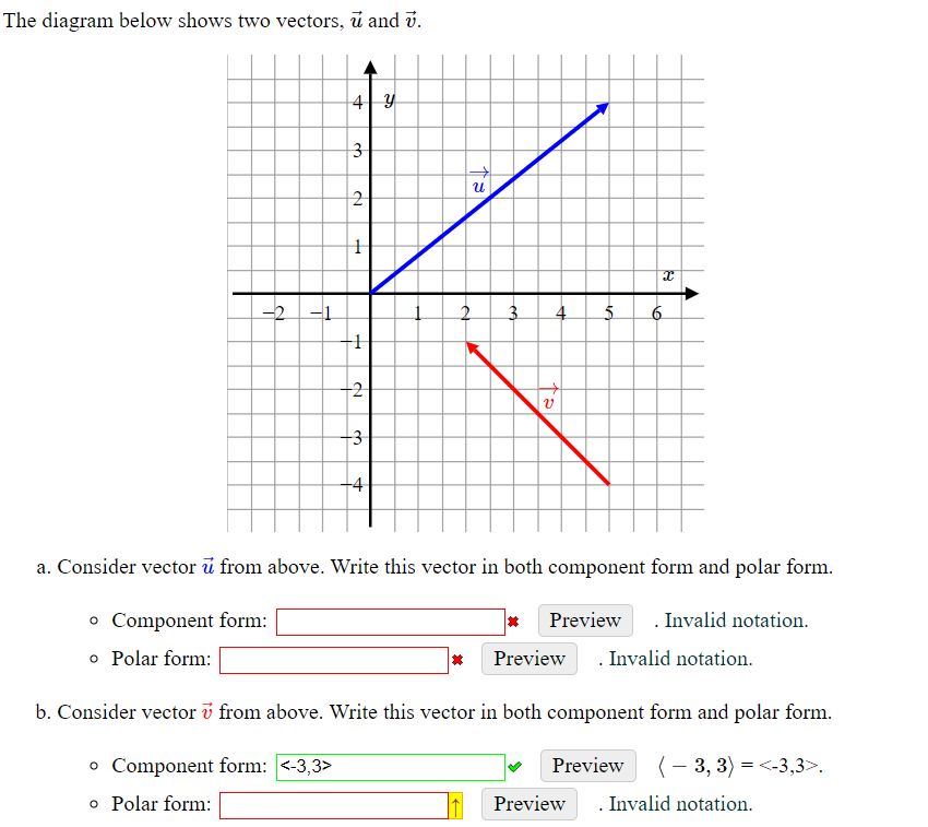 Solved The diagram below shows two vectors, vec(u) ﻿and | Chegg.com