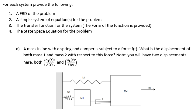 Solved For each system provide the following: 1. A FBD of | Chegg.com