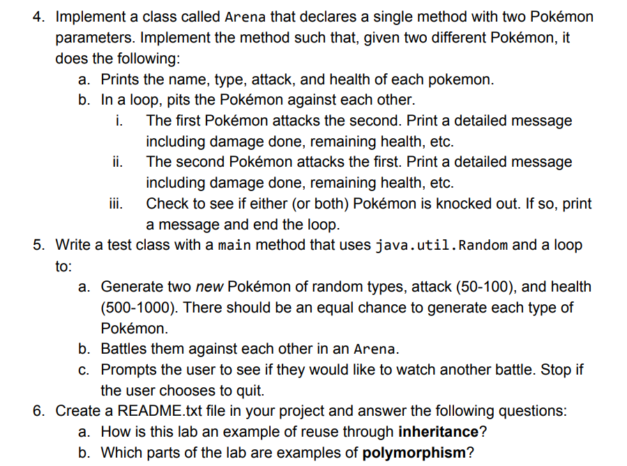 Solved 1. This homework involves creating a simple Pokémon | Chegg.com