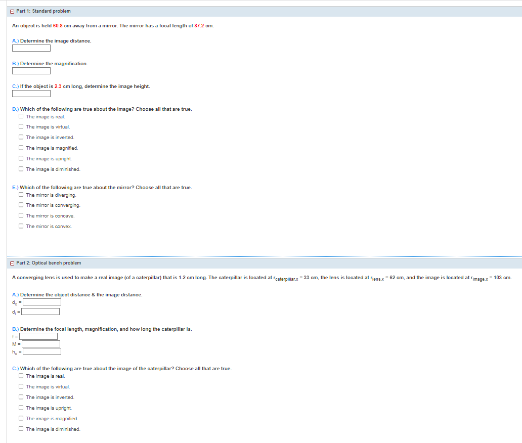 Solved B.) Determine the magnification. If the object is 2.3 | Chegg.com