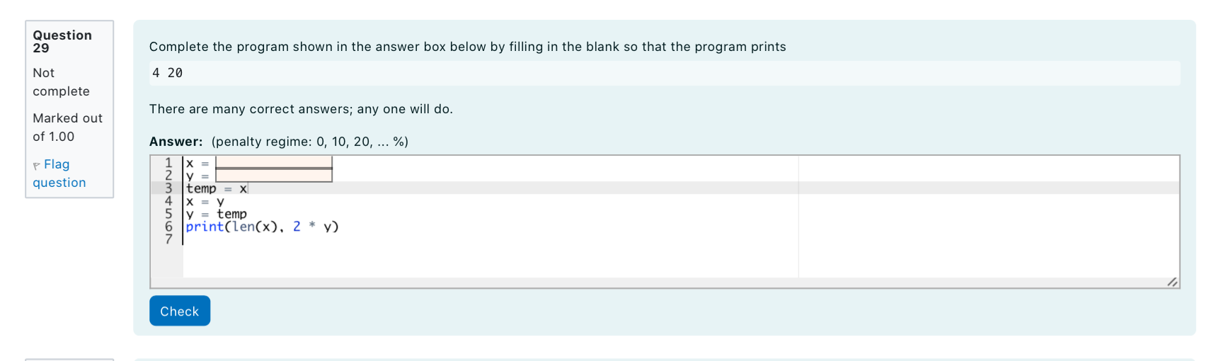 Complete the program shown in the answer box below by | Chegg.com