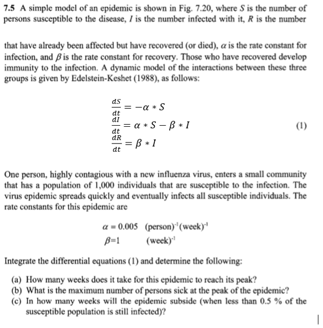 Solved 7.5 A simple model of an epidemic is shown in Fig. | Chegg.com