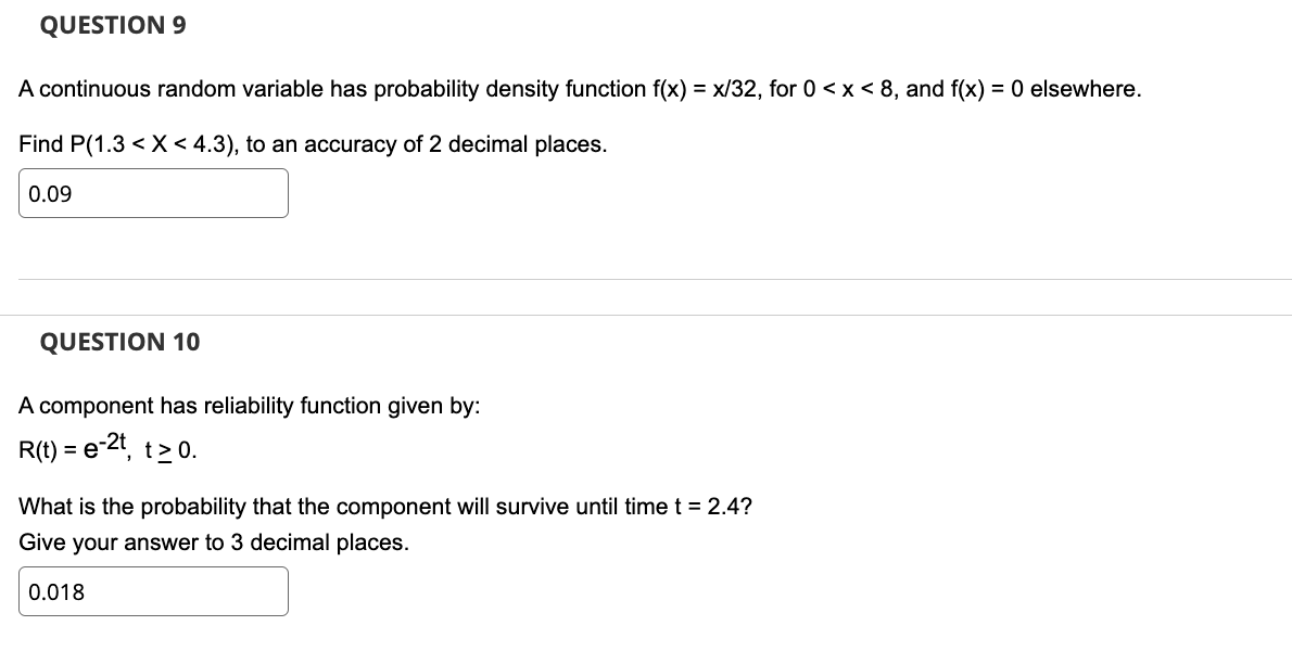 Solved Question 9 A Continuous Random Variable Has