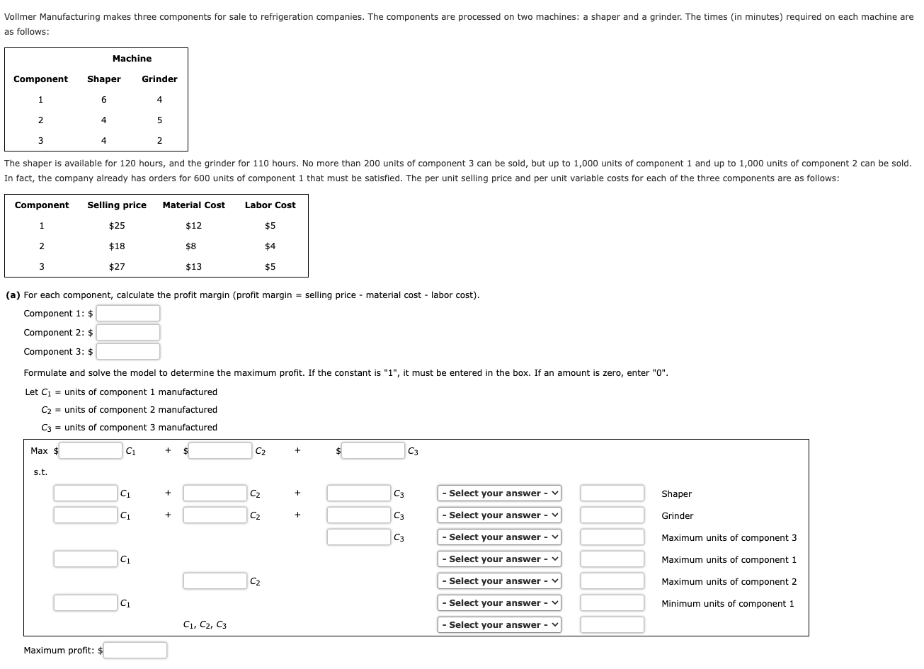 Solved Formulate and solve the model to determine the | Chegg.com