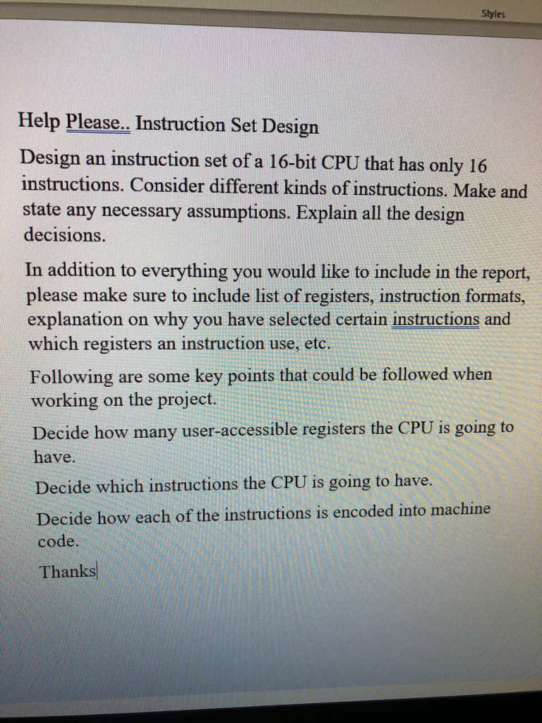 Solved Styles Help Please.. Instruction Set Design Design an | Chegg.com