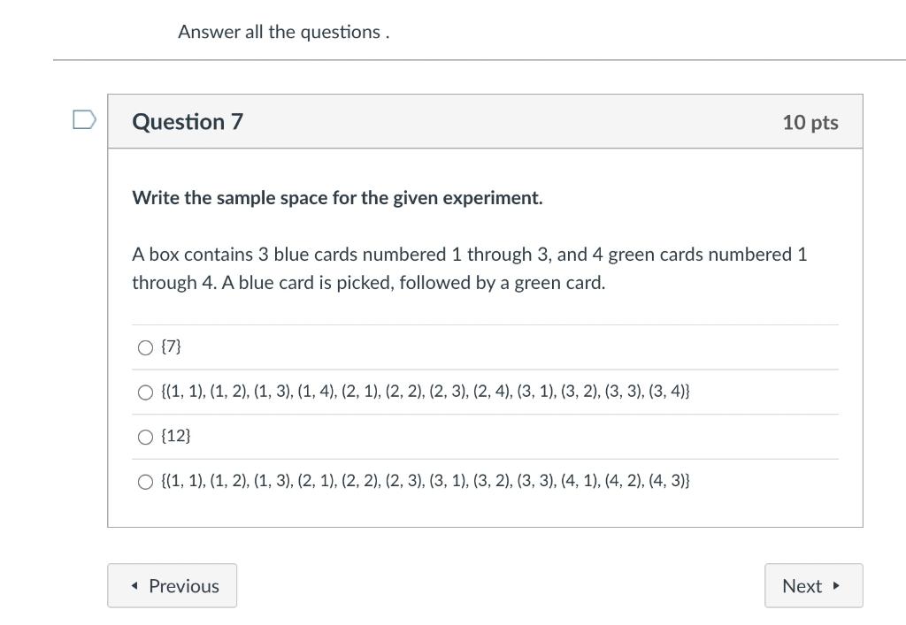 Solved Write the sample space for the given experiment. A | Chegg.com