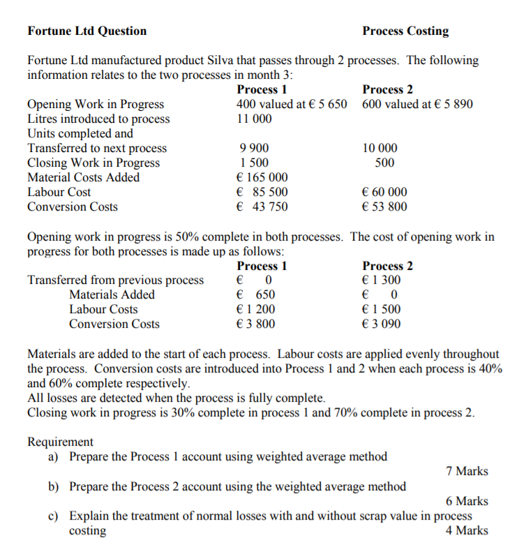 Solved Requirement a) Prepare the Process 1 account using | Chegg.com