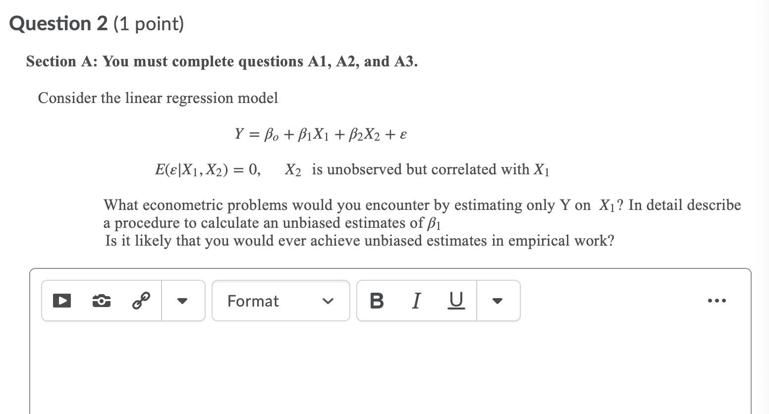 Solved Question 2 (1 point) Section A: You must complete | Chegg.com